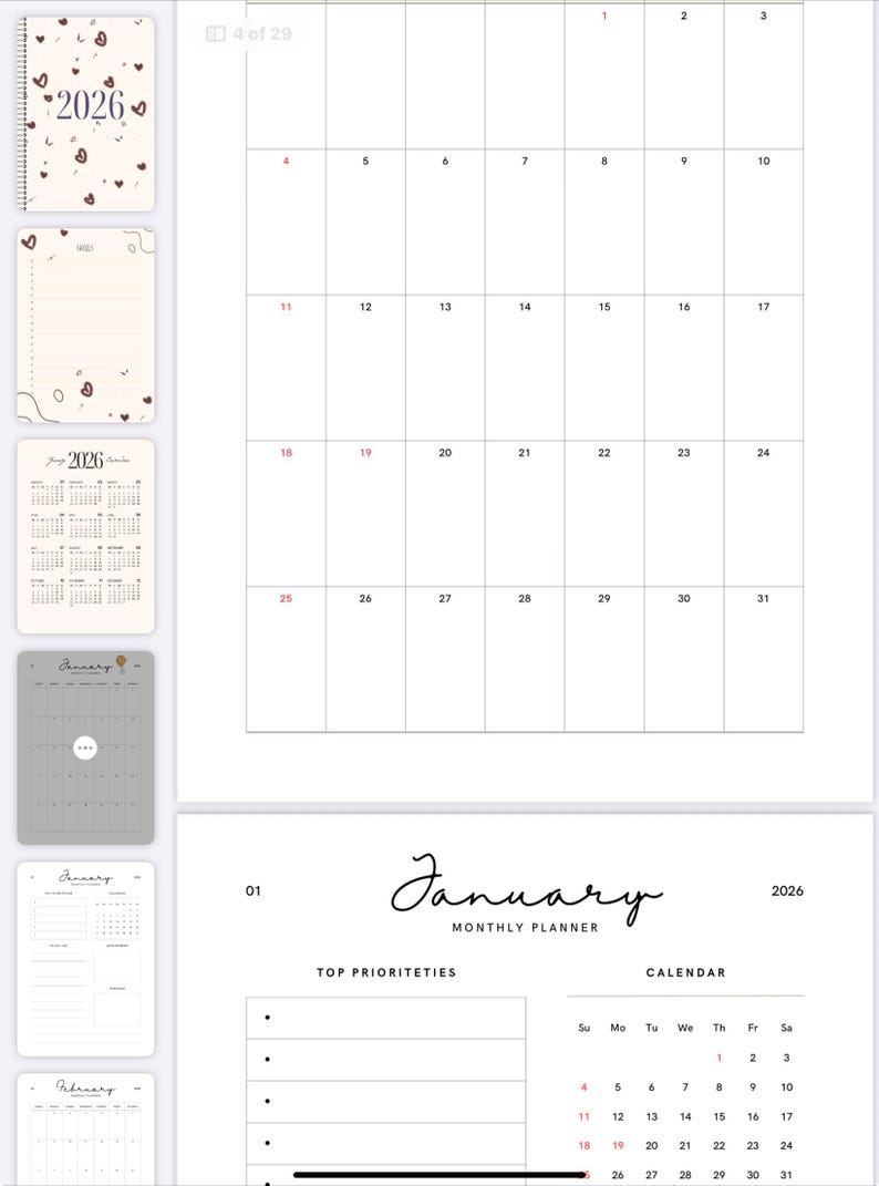 2026 Digital Calendar Planner, iPad Planner for Goodnotes or Notability ...