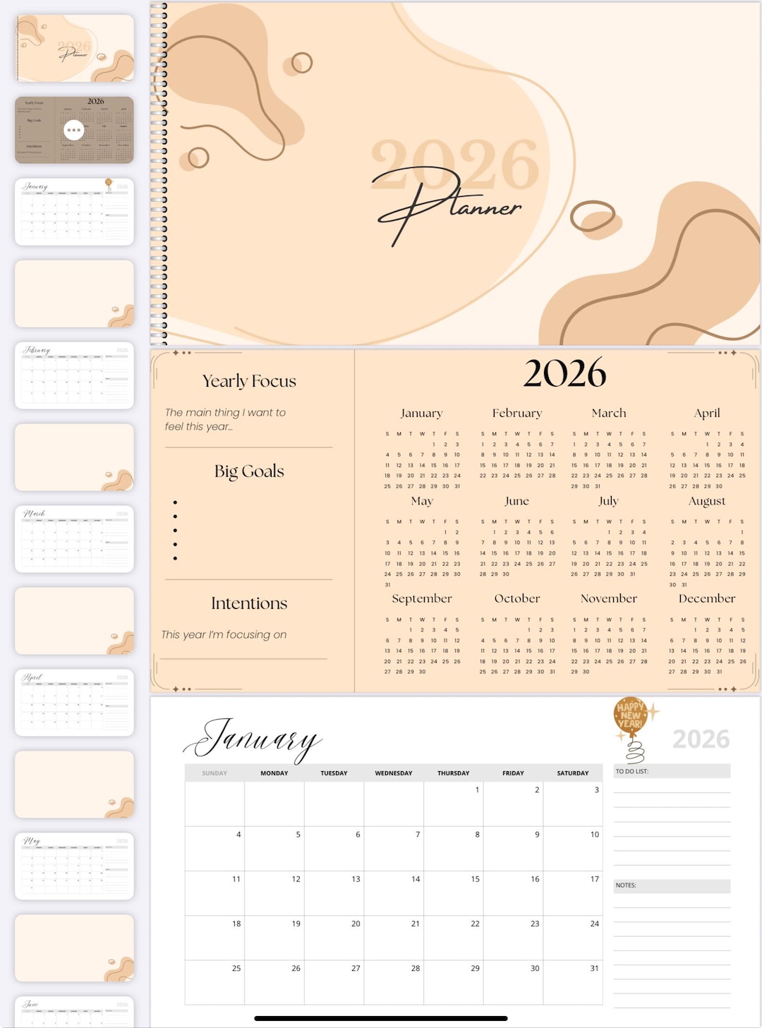 2026 Digital Calendar Planner, iPad Planner for Goodnotes or Notability ...