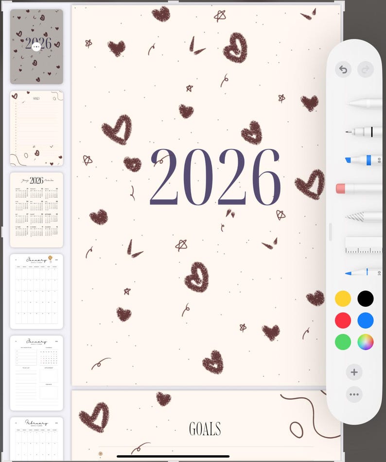2026 Digital Calendar Planner, iPad Planner for Goodnotes or Notability ...