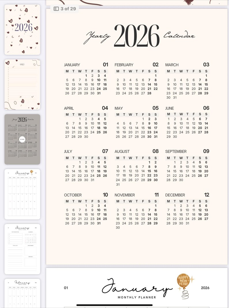 2026 Digital Calendar Planner, iPad Planner for Goodnotes or Notability ...