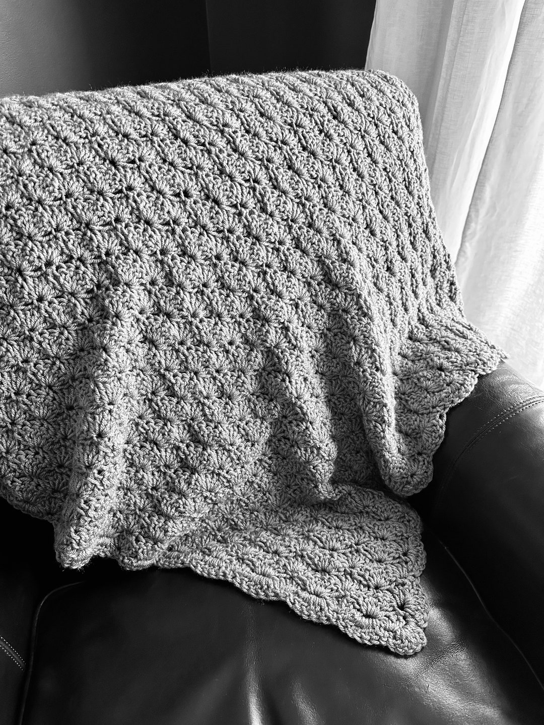Grey Shell Stitch Crocheted Baby Blanket - Etsy