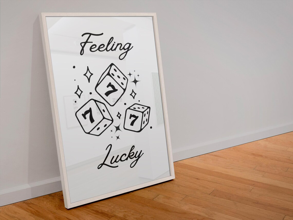 Feeling Lucky - Printable Dice Art - Lucky 777 Digital Download ...