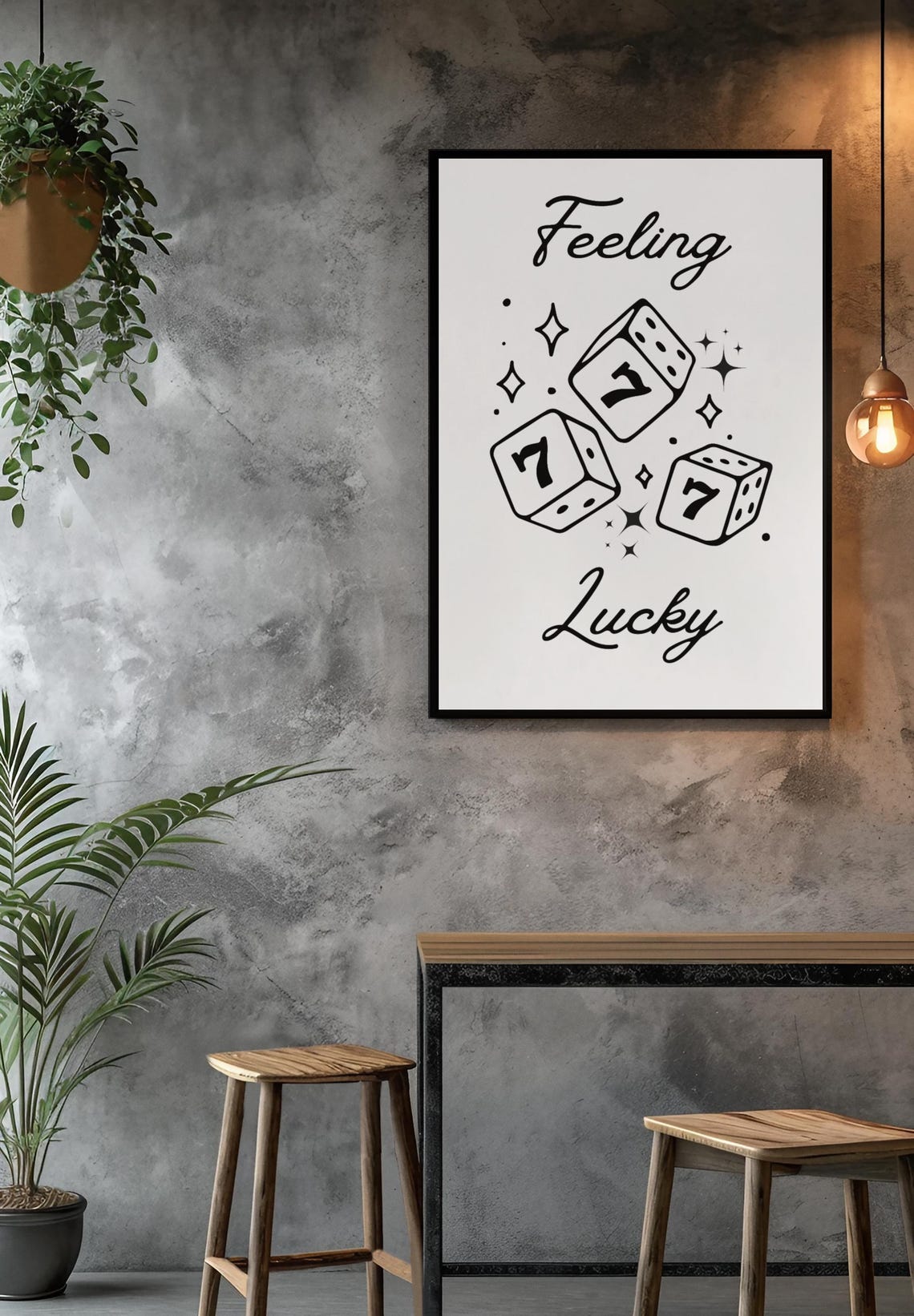 Feeling Lucky - Printable Dice Art - Lucky 777 Digital Download ...