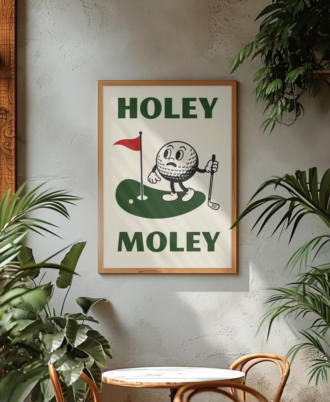 Holey Moley Funny Golf Art Print – Retro Cartoon Golf Ball Poster ...