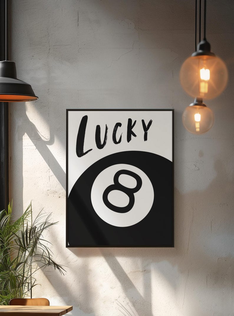 Lucky Eight Ball Digital Poster Print - Retro Wall Art - Nostalgic ...
