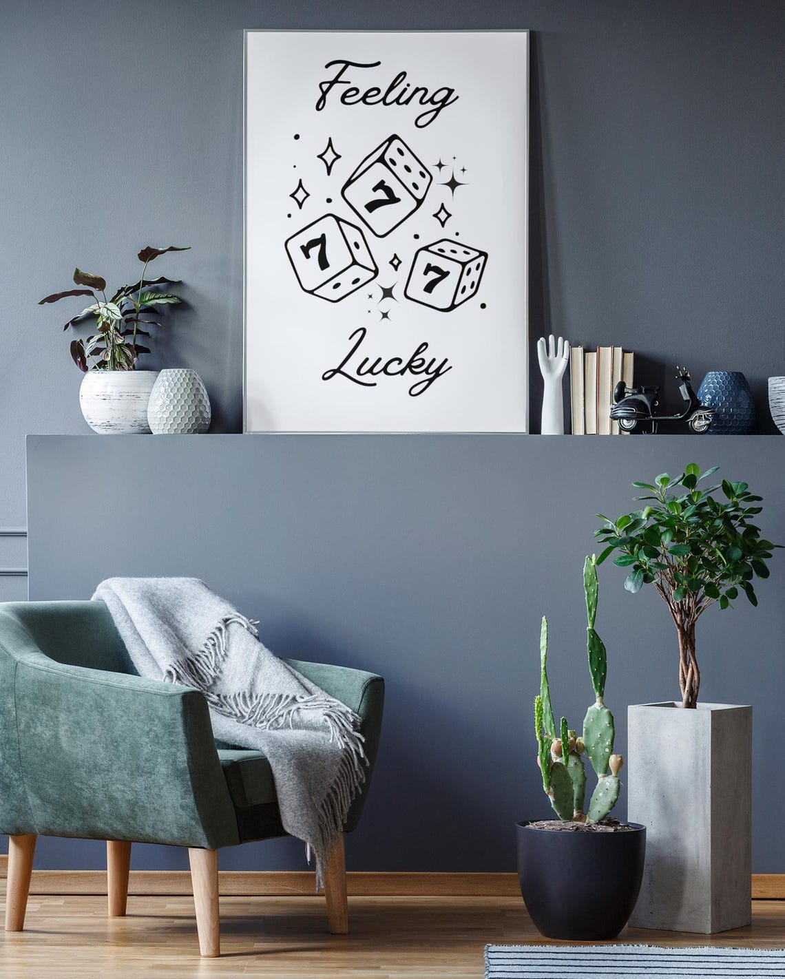 Feeling Lucky - Printable Dice Art - Lucky 777 Digital Download ...