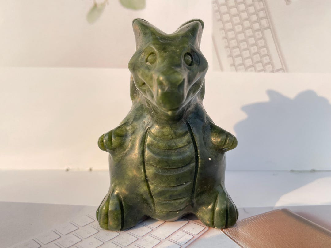 3.1inche Natural Green Jade Quartz,hand Carved Fire Dragon,green Jade ...