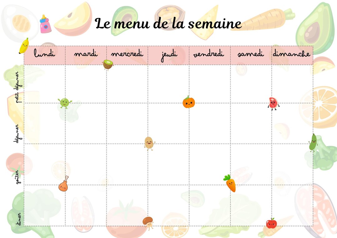 Weekly Menu Poster / Weekly Meal Planner / Baby and Child Food - Etsy