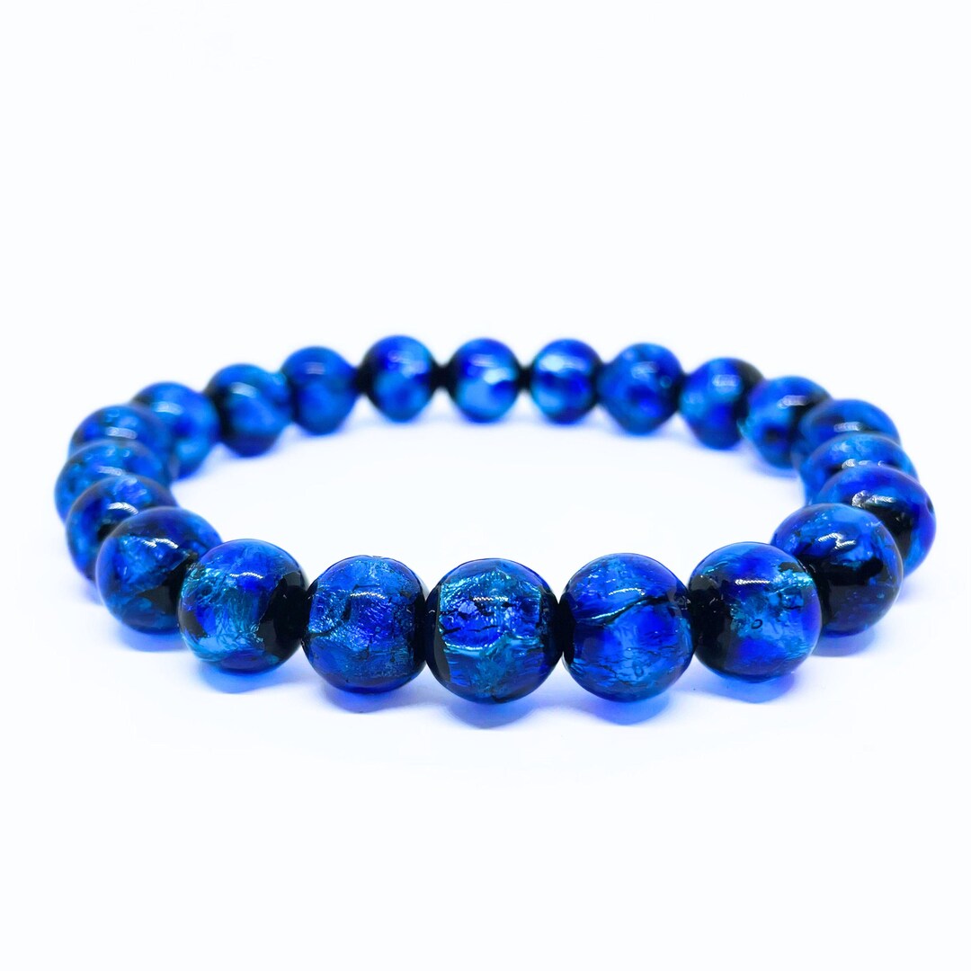 Glow-in-the-dark Firefly Hotaru Glass 8mm/10mm Beads Bracelet Okinawa ...