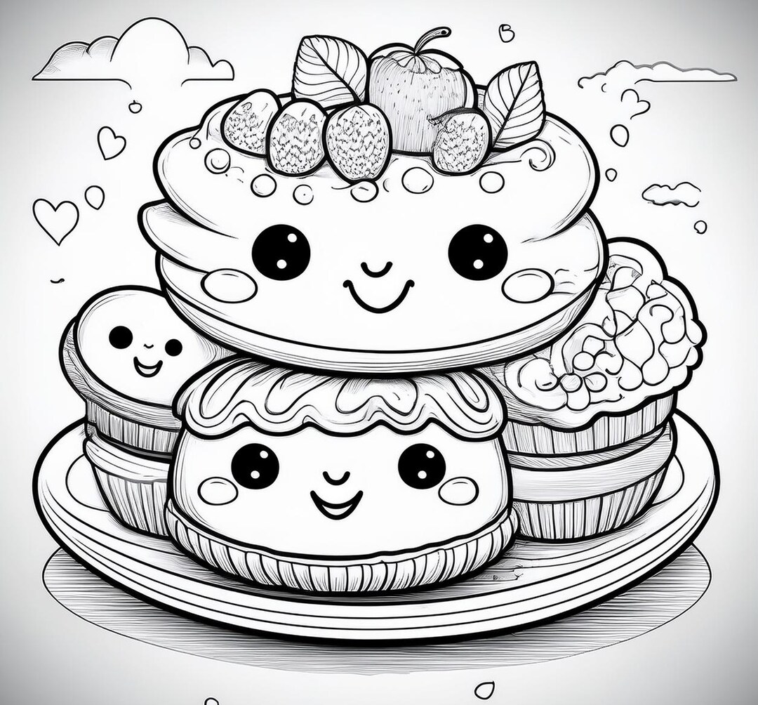 Kawaii Pastry Coloring Printable Materials - Etsy