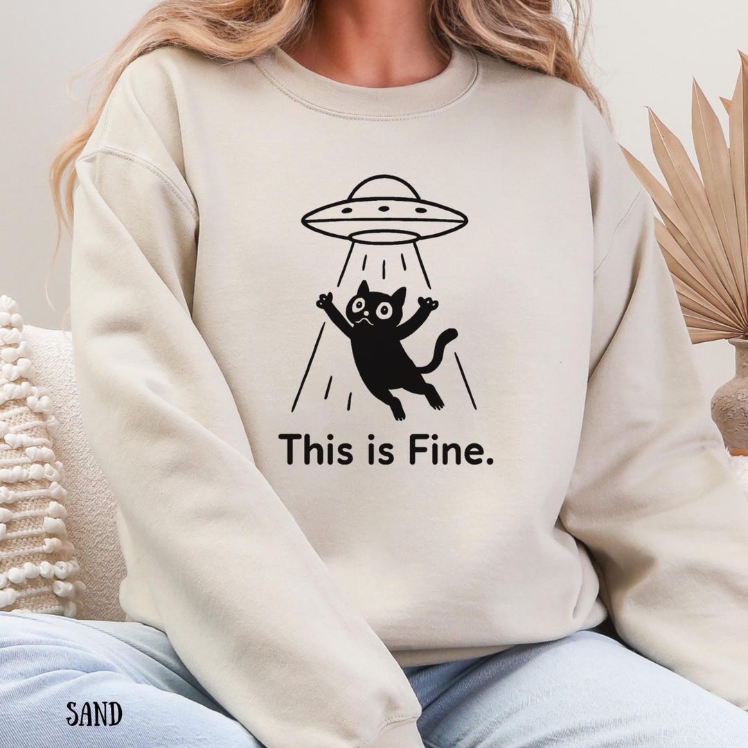 Funny Cat Abduction Unisex Sweatshirt - UFO Meme Shirt for Space Lovers ...