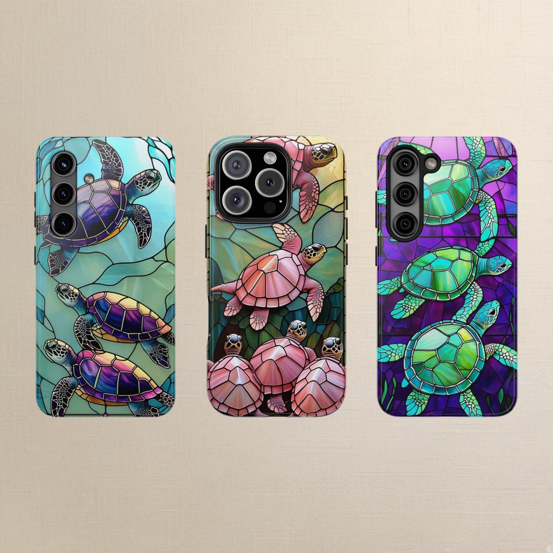 Stained Glass Effect Sea Turtle Phone Case: Ocean Lover Gift - Etsy