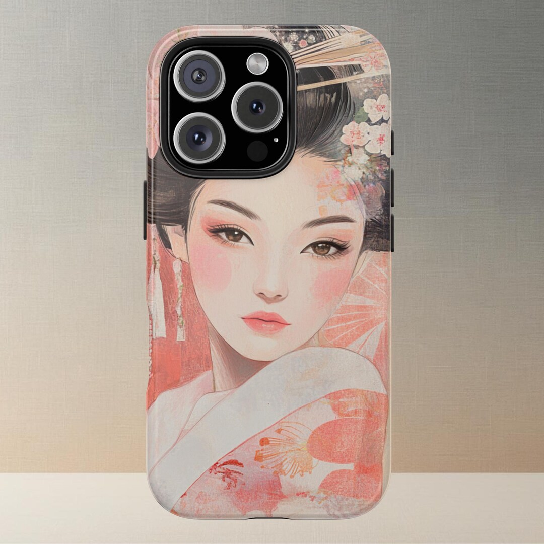 Japanese Geisha Floral Phone Case, Art Cover - Etsy