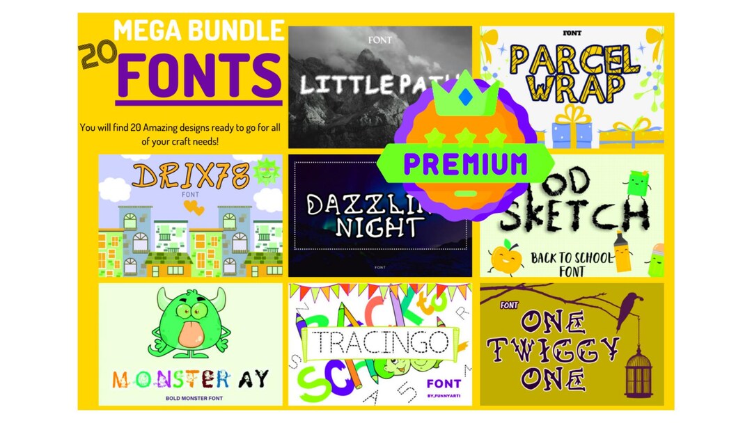 The Mega Font Bundle Vol-1, Modern Font, Fancy Font, Canva Font ...