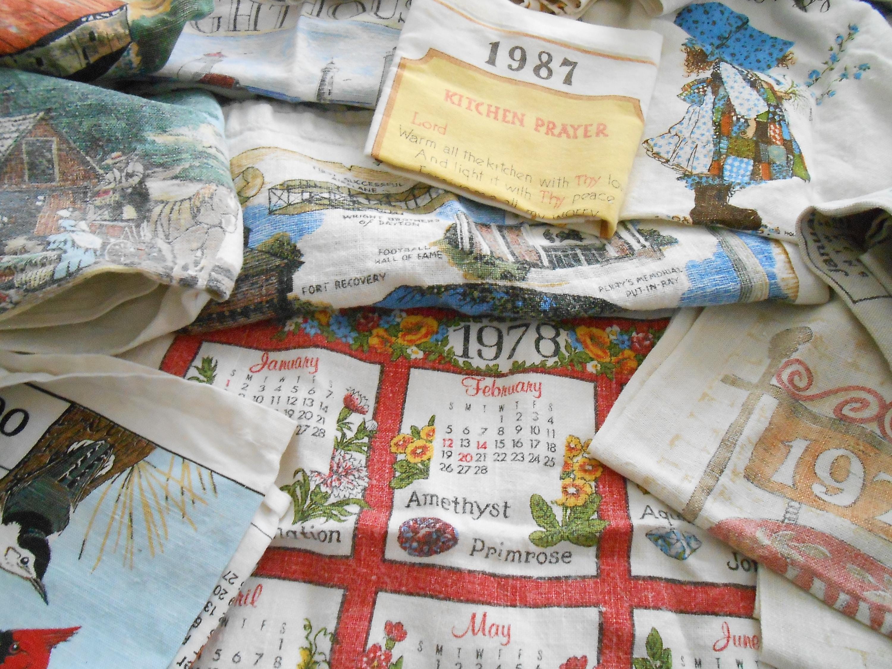 Vintage Linen Calendar Kitchen Towel: 1960s-80s Retro Prints PRICED PER ...