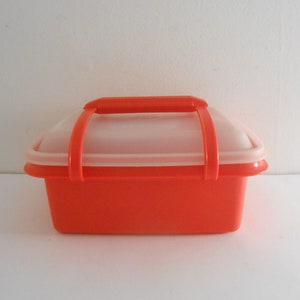 Vintage Tupperware 10 Piece Set With Carry Container & Handle Orange ...