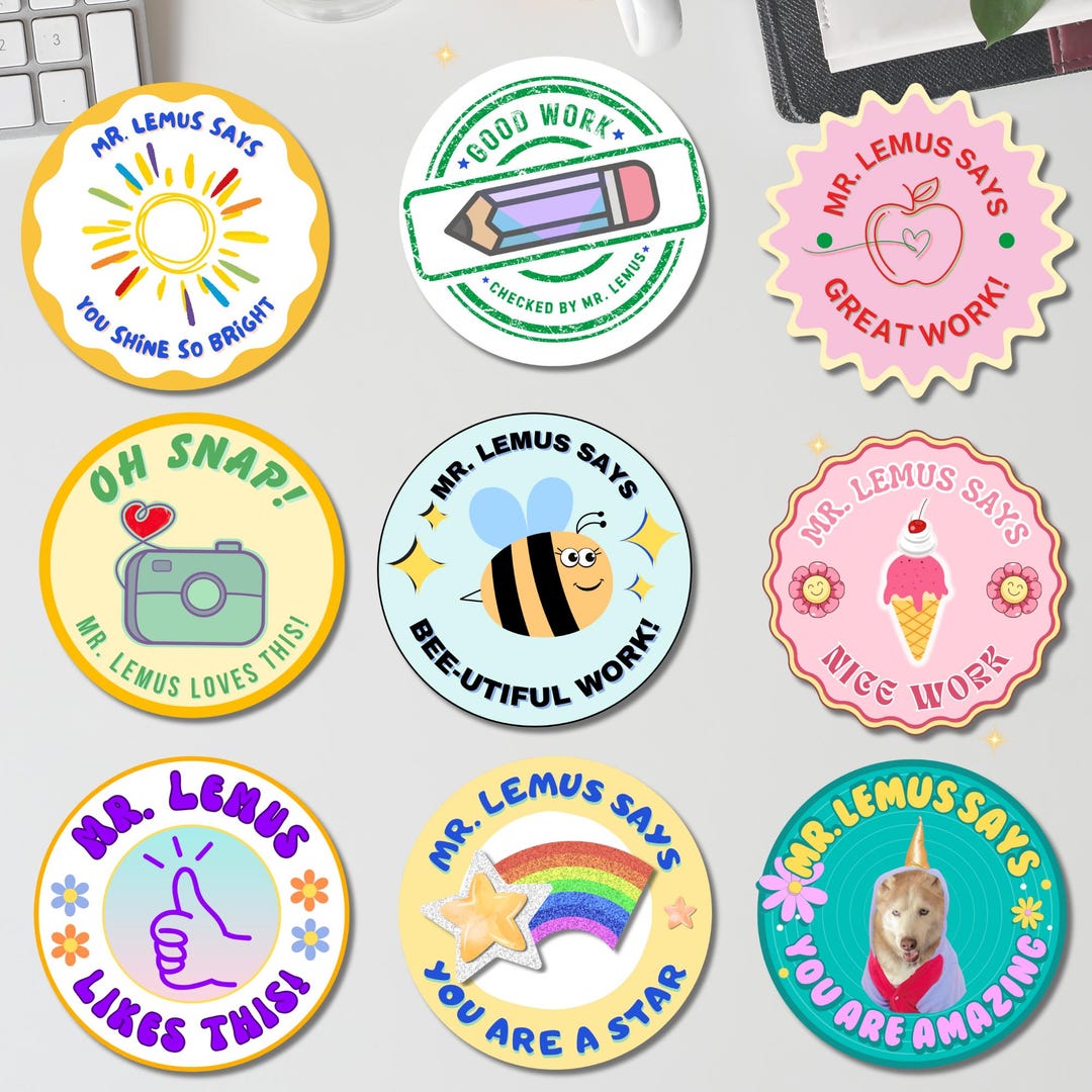 Personalized Teacher Reward Sticker Sheet, Custom Well Done Labels for ...