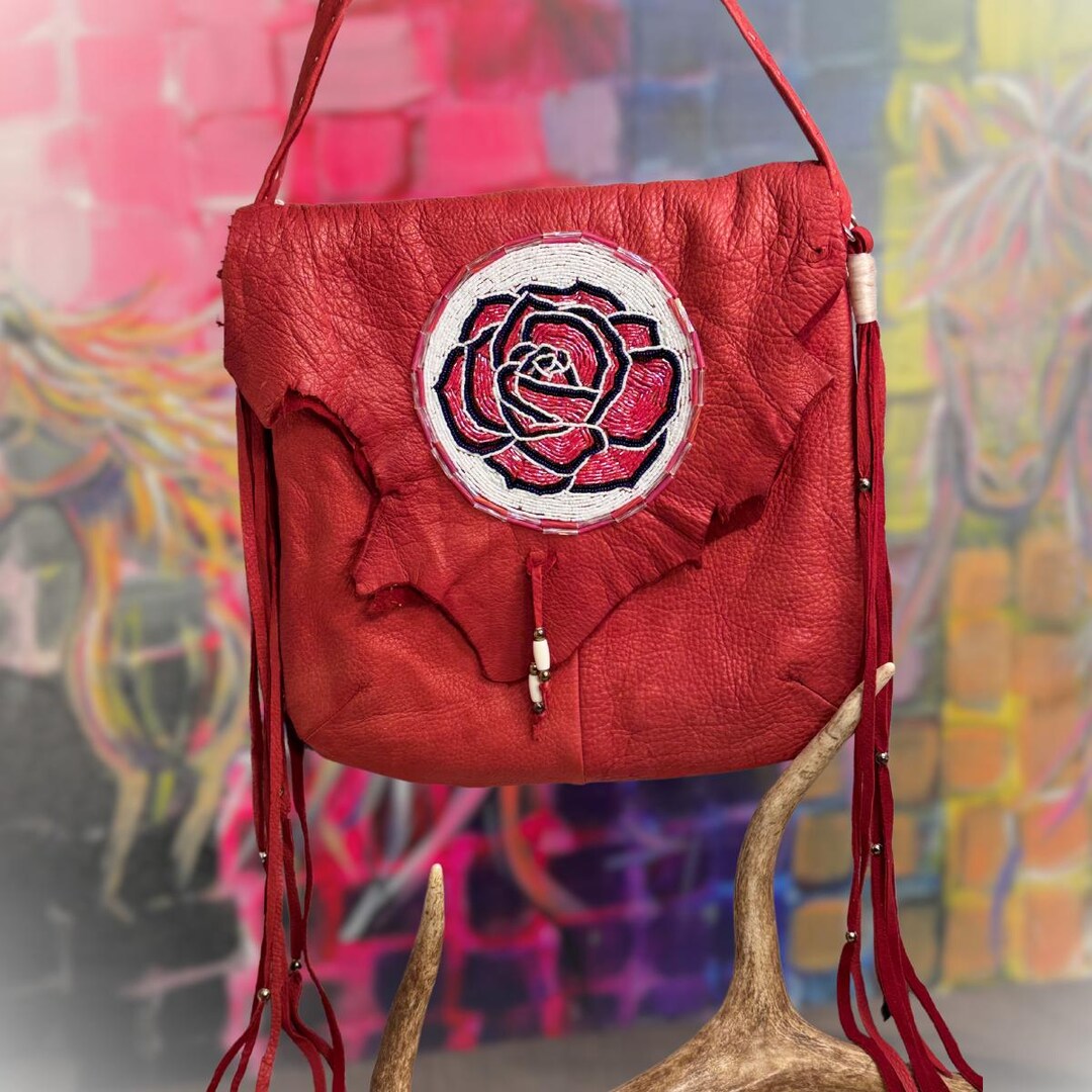 Deer Leather Bag With Beaded Rosette Crafted Using Ancient Techniques ...