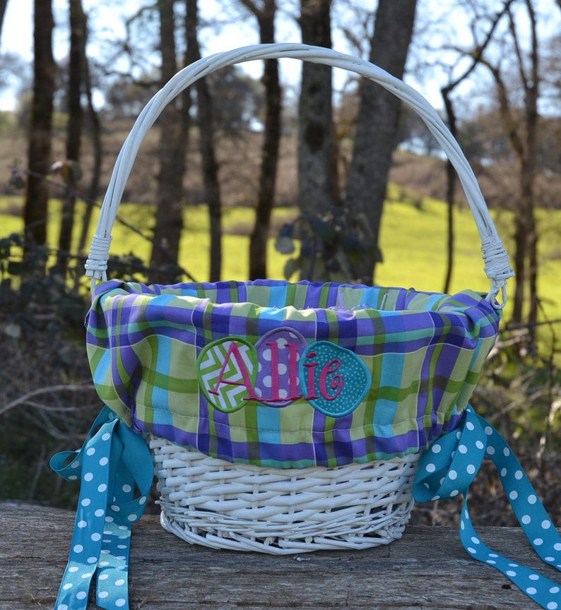 Easter Basket With Liners and Egg Applique for Girls or Boys | Etsy