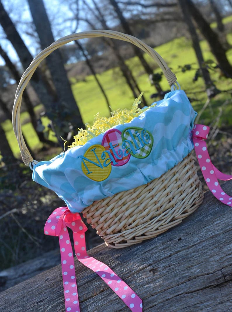 Easter Basket Liners With Egg Applique for Girls or Boys Easter Basket ...