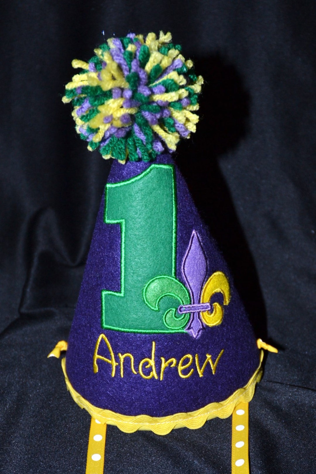 Mardi Gras 1st First Birthday Party Hat With Fleur De Lis - Etsy