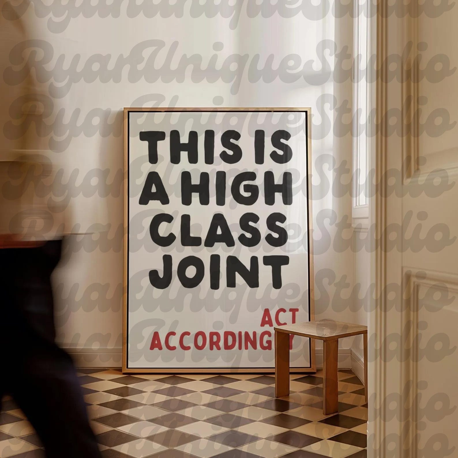 High Class Joint Poster Vintage Retro Png, Wall Art Green Printable ...