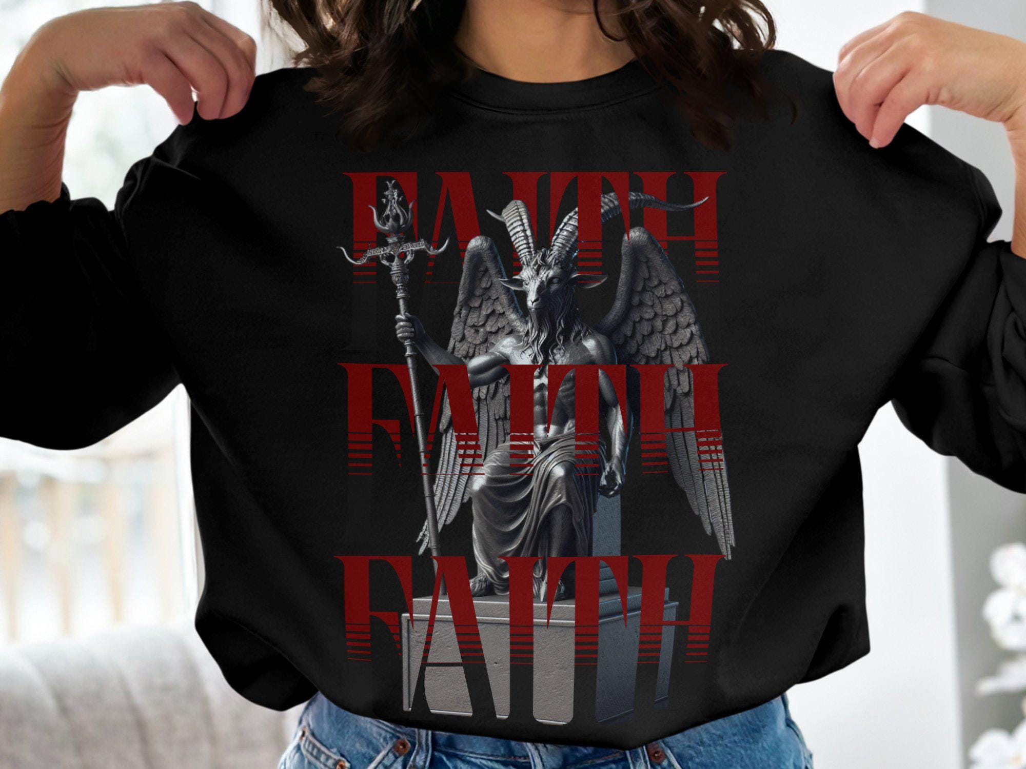 Dark Art Faith Digital Poster Gothic Occult Wall Print Satanic Baphomet ...
