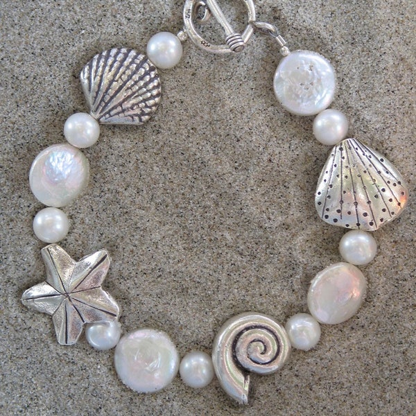 Silver Seashell Bracelet - Etsy