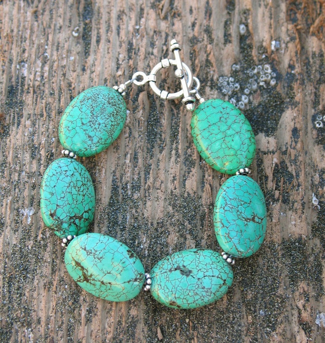Green Turquoise Bracelet - Etsy