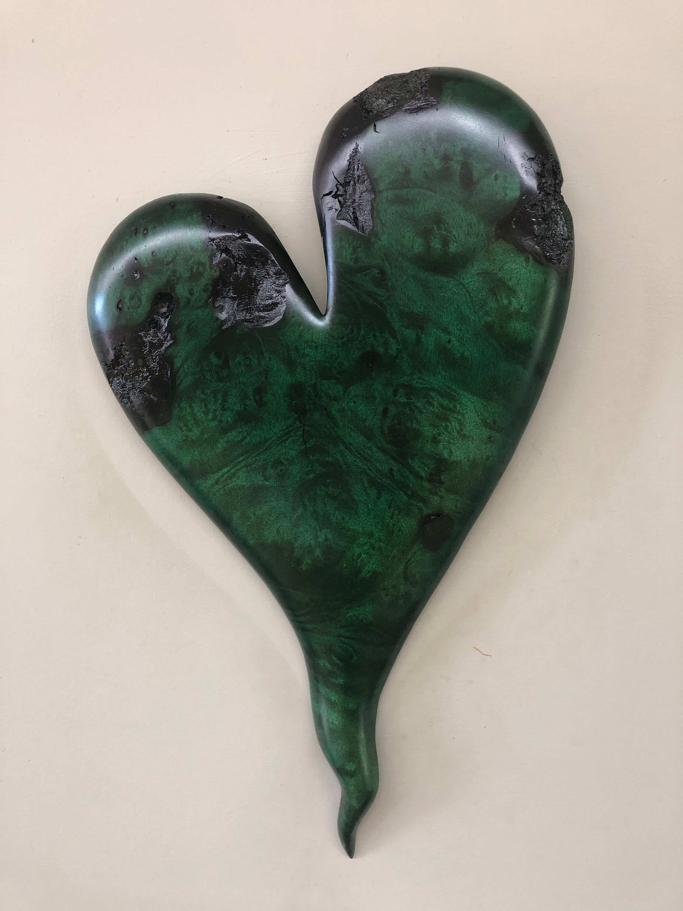 Green wood heart carving Personalized 50th Anniversary gift present