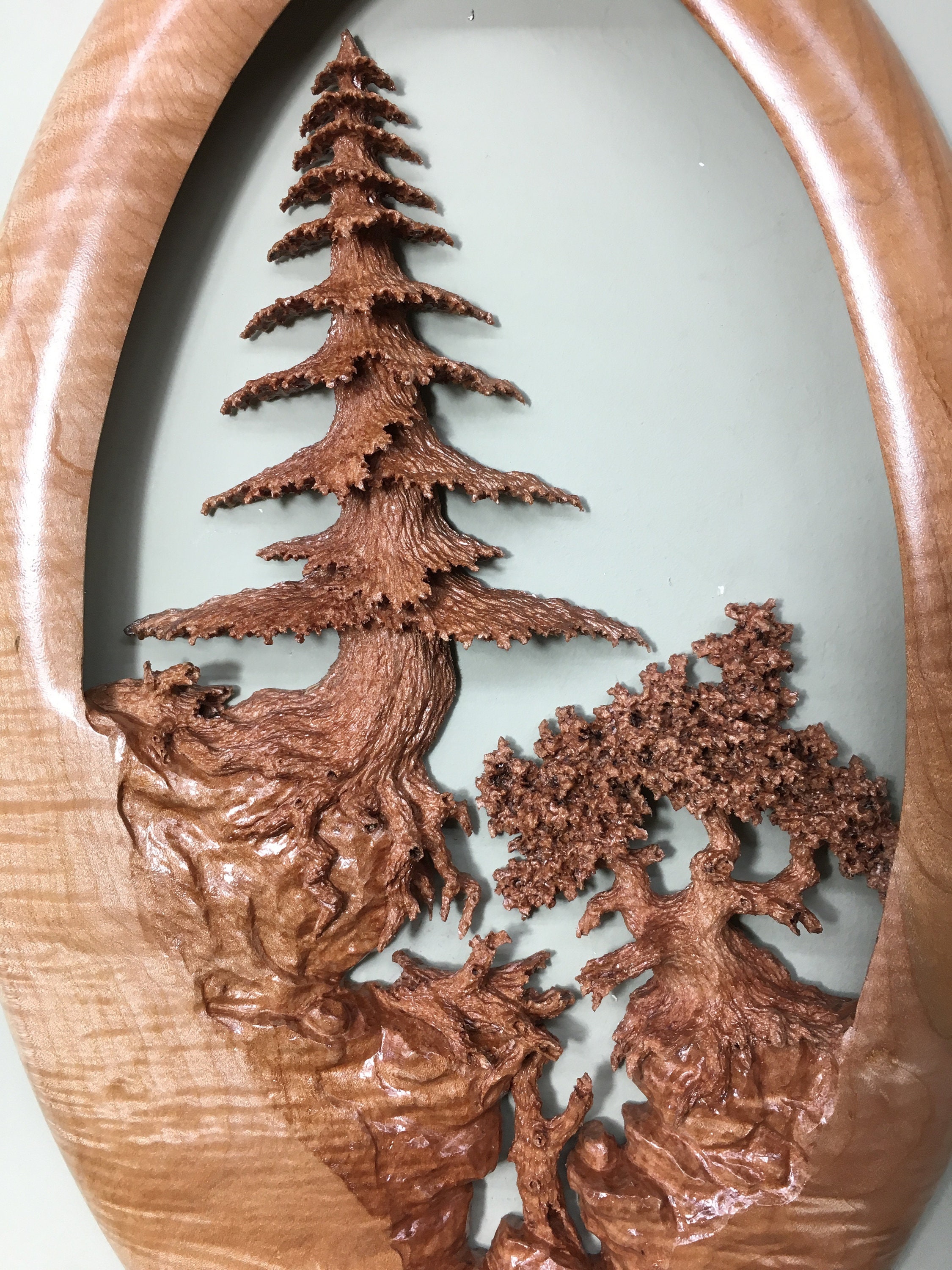 Tree wood carving wall sculpture 5th anniversary gift present