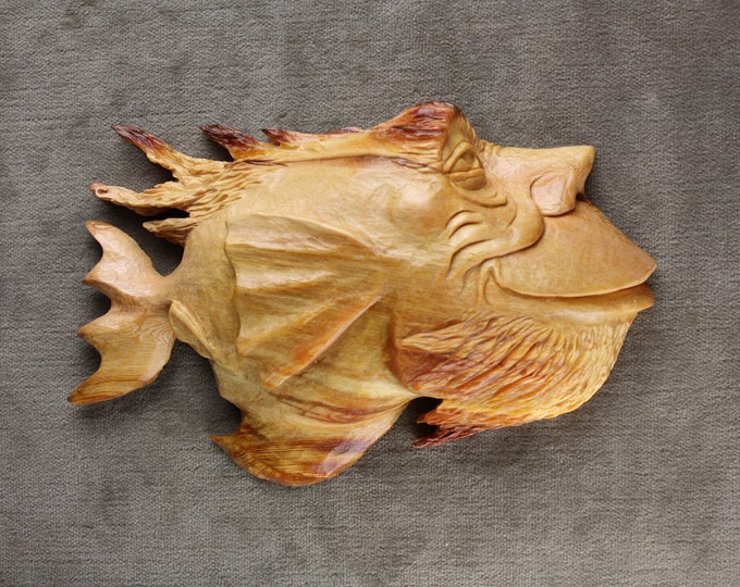 Wood Fish Carving, Log Cabin Decor, Wood Carving, Fish Art, Fish Decor ...
