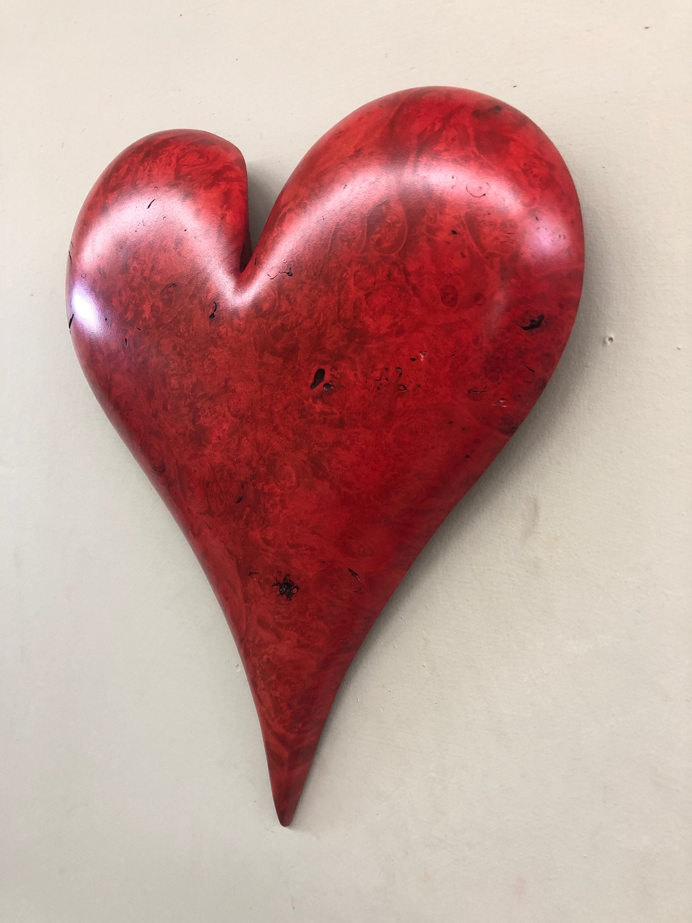 Personalized red wood Heart wood carving unique Wedding gift present