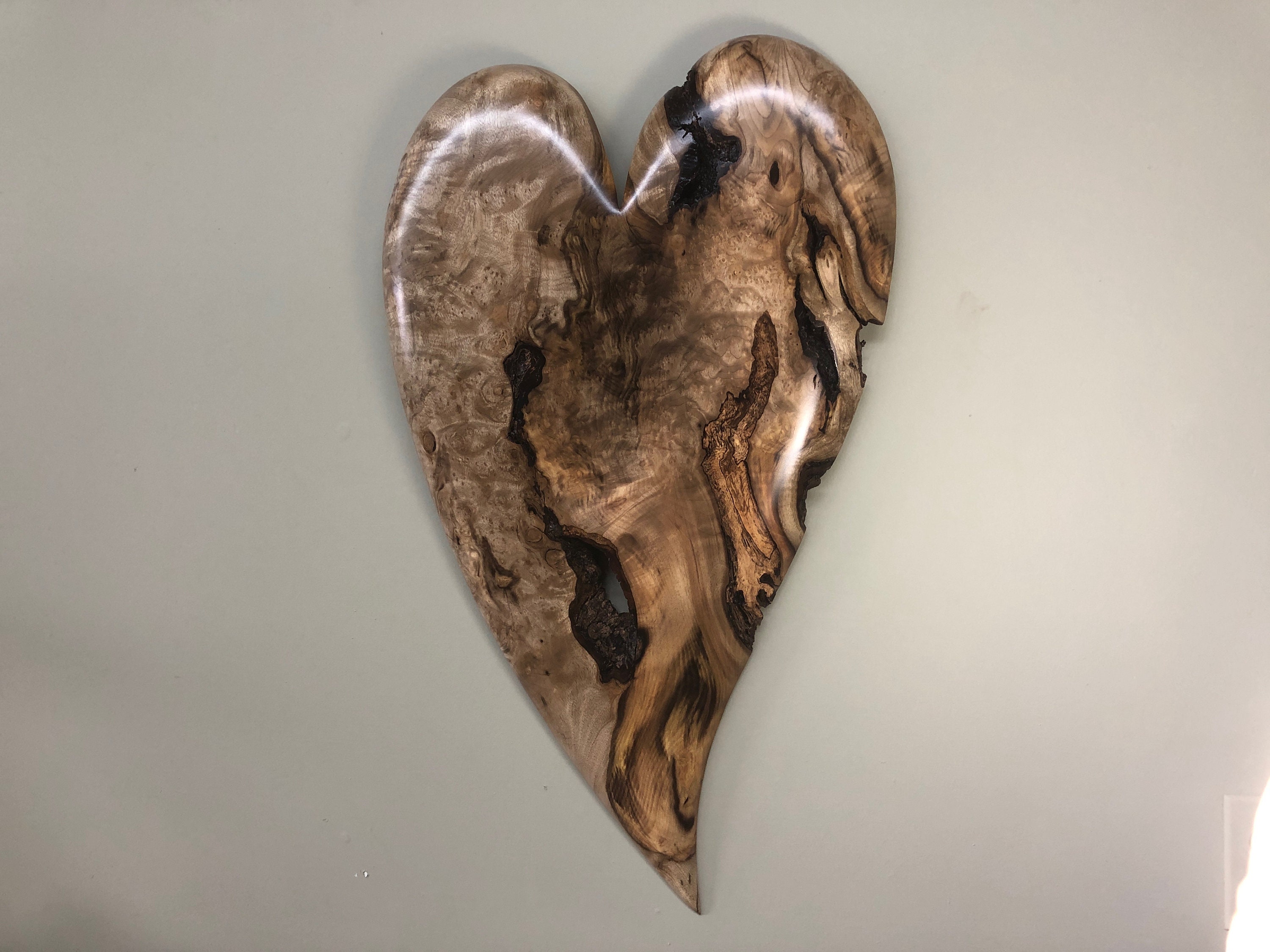 Personalized wood heart carving Wedding Anniversary gift present