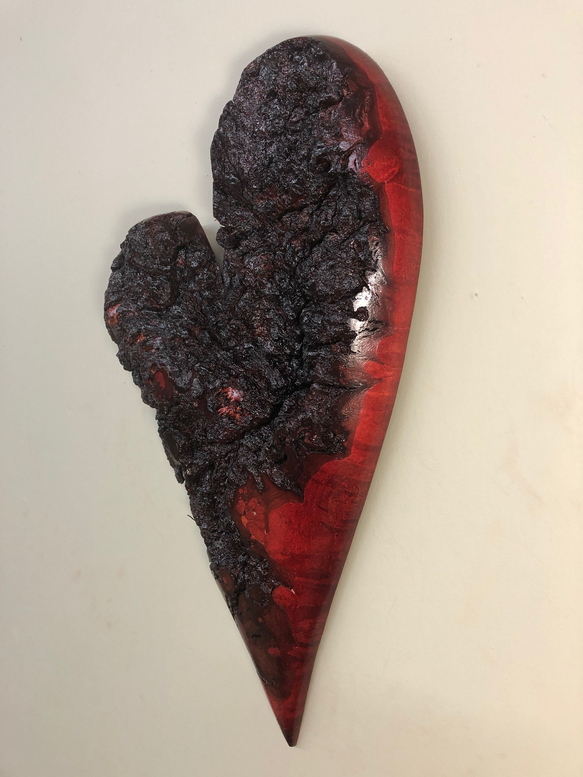 Personalized wood Heart carving 50th anniversary present by Gary Burns