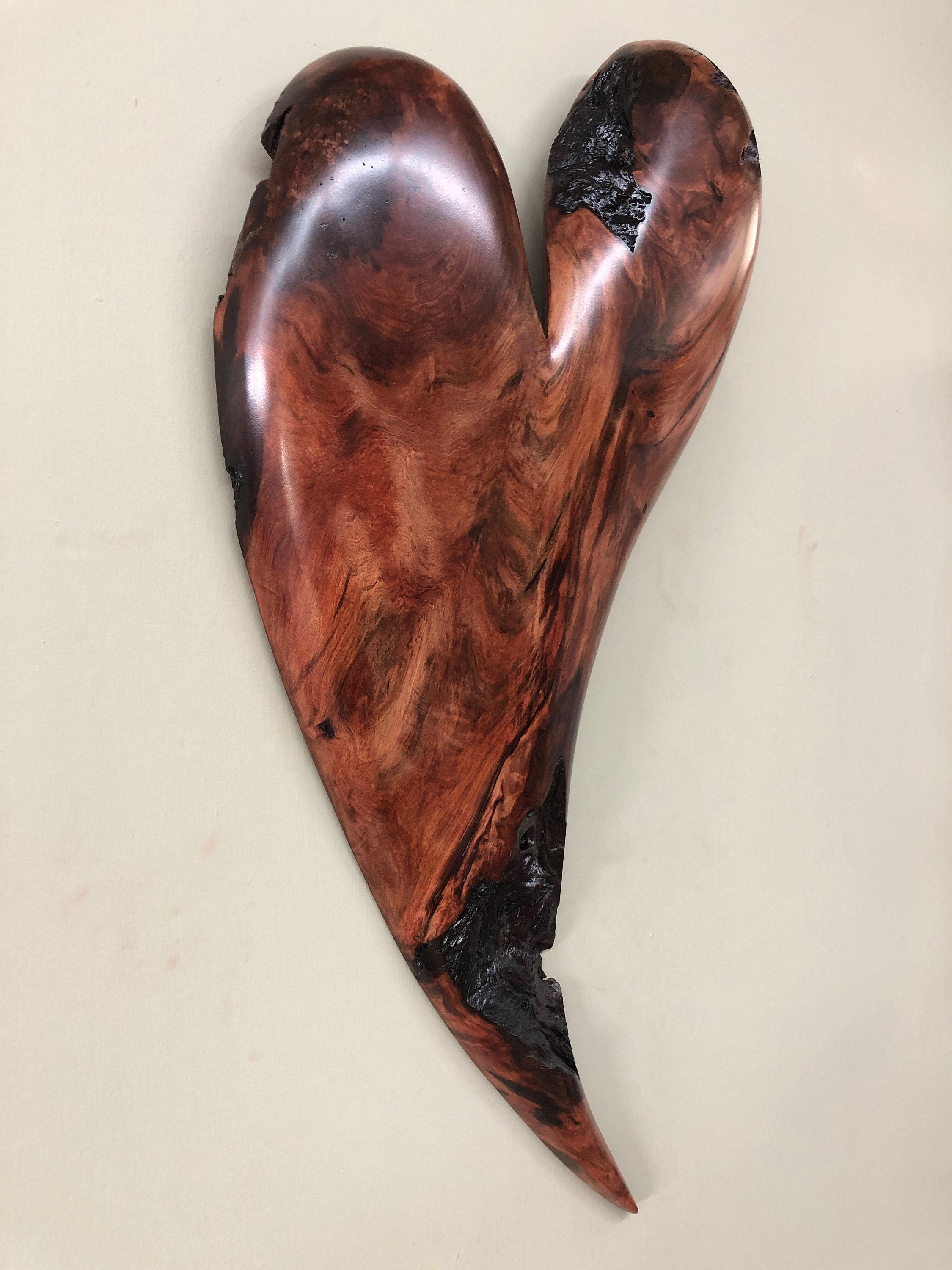 Personalized Redwood Wedding gift present wooden heart wood carving