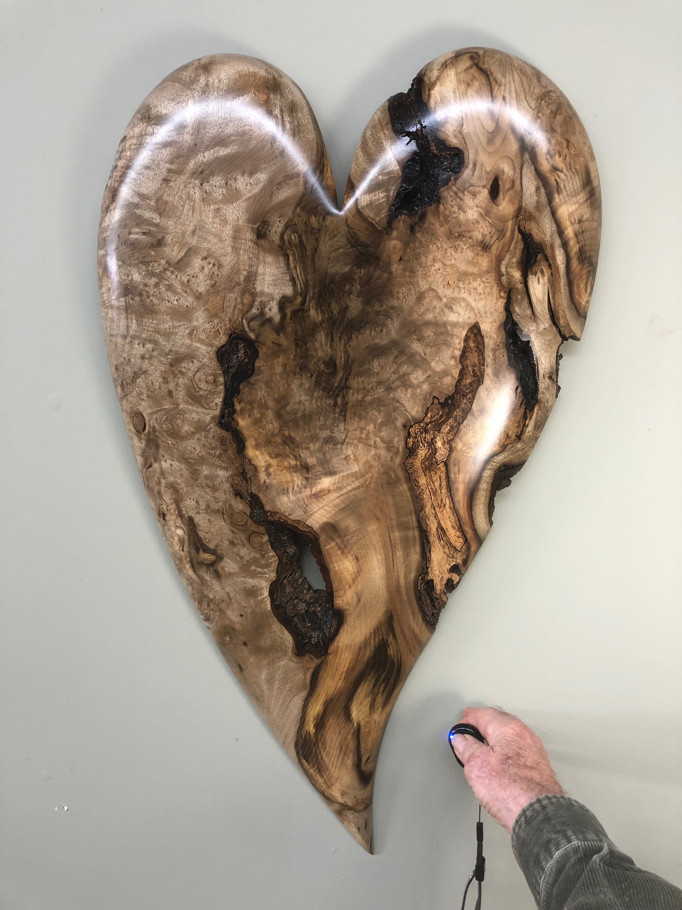 Personalized wood heart carving Wedding Anniversary gift present