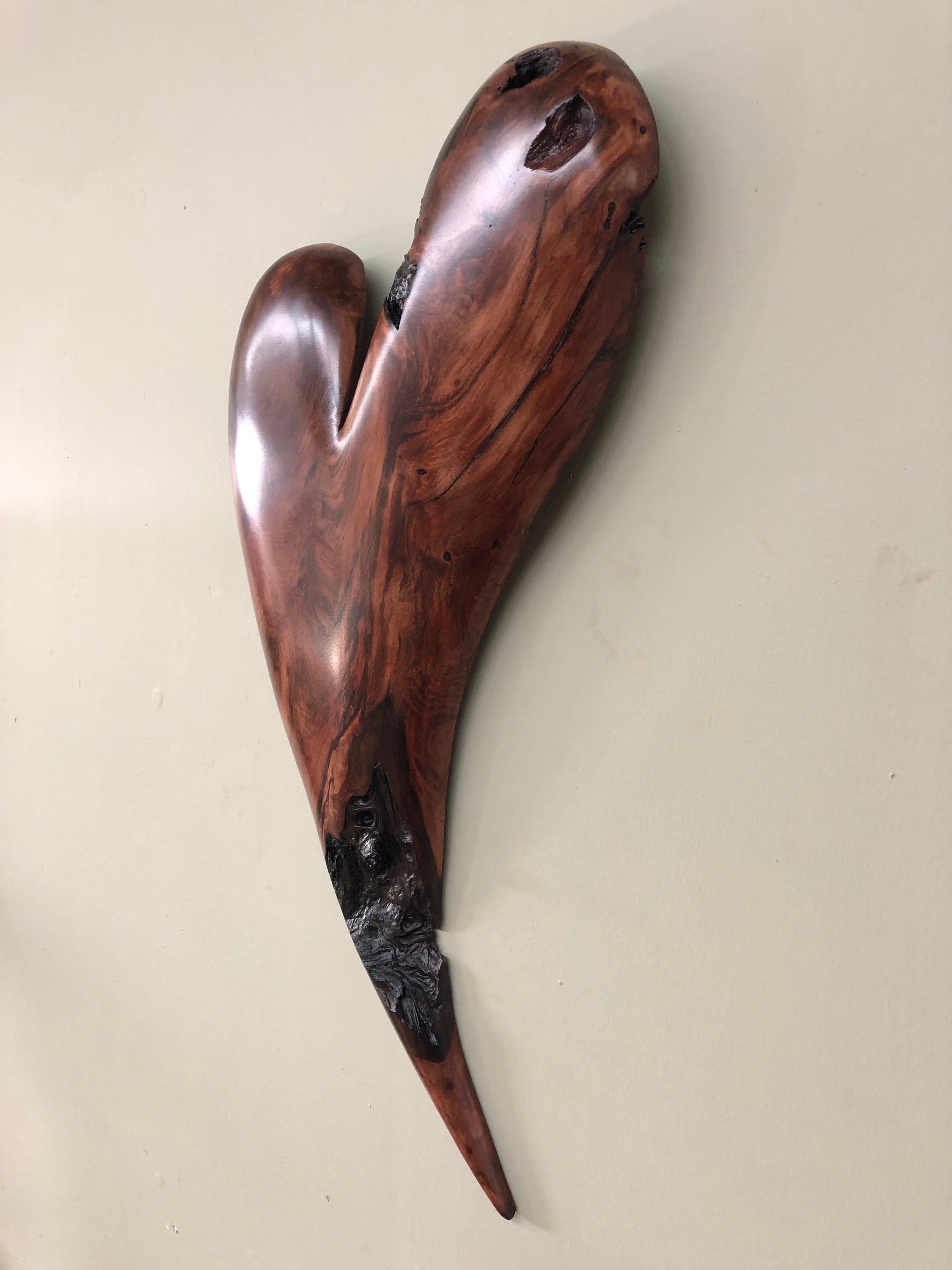 Personalized Redwood Wedding gift present wooden heart wood carving