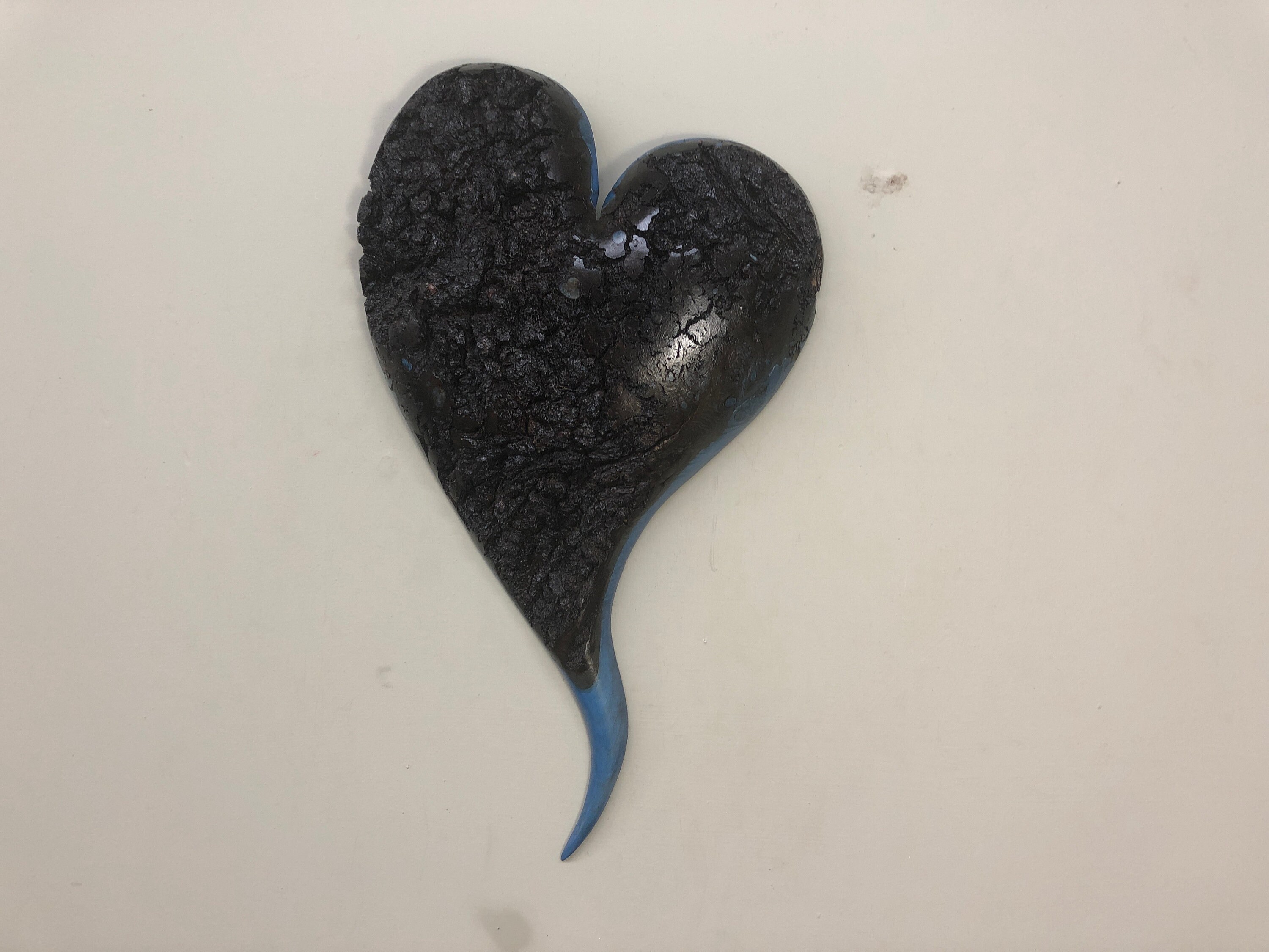 Heart art blue wood wall heart carving