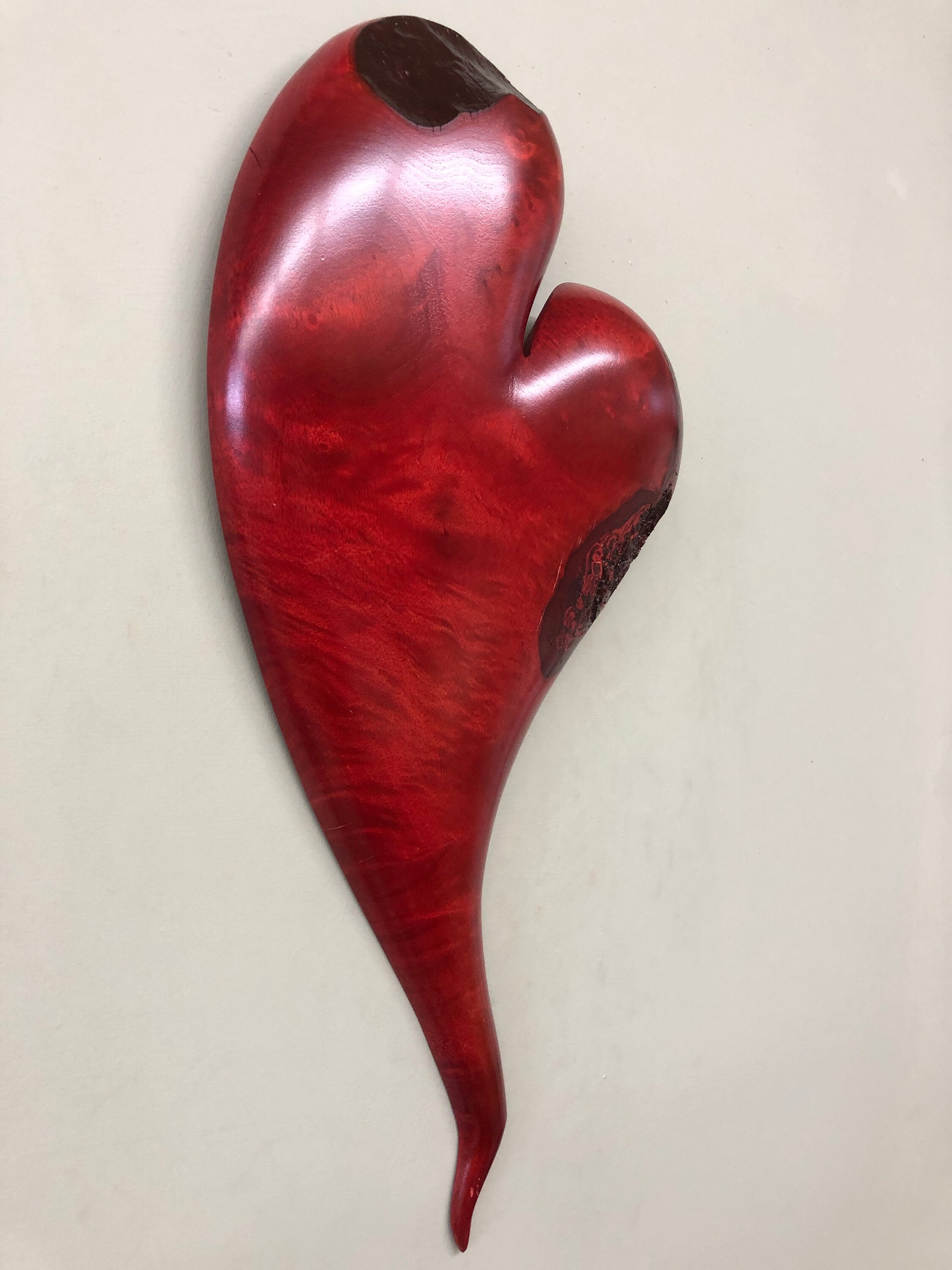 Red wood heart unique Personalized 50th Anniversary gift Wood Carving