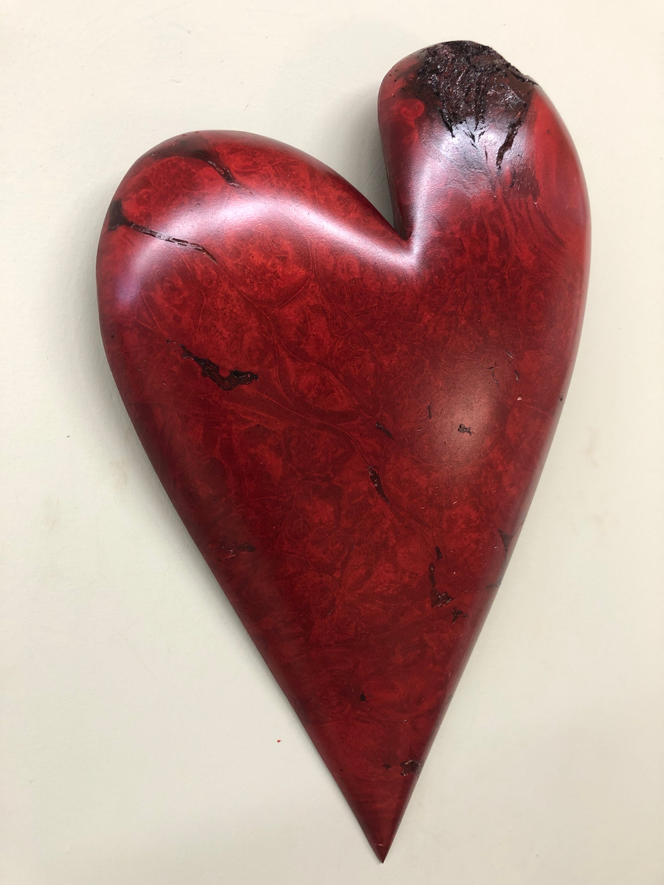 Personalized red wood Heart carving unique Christmas gift present