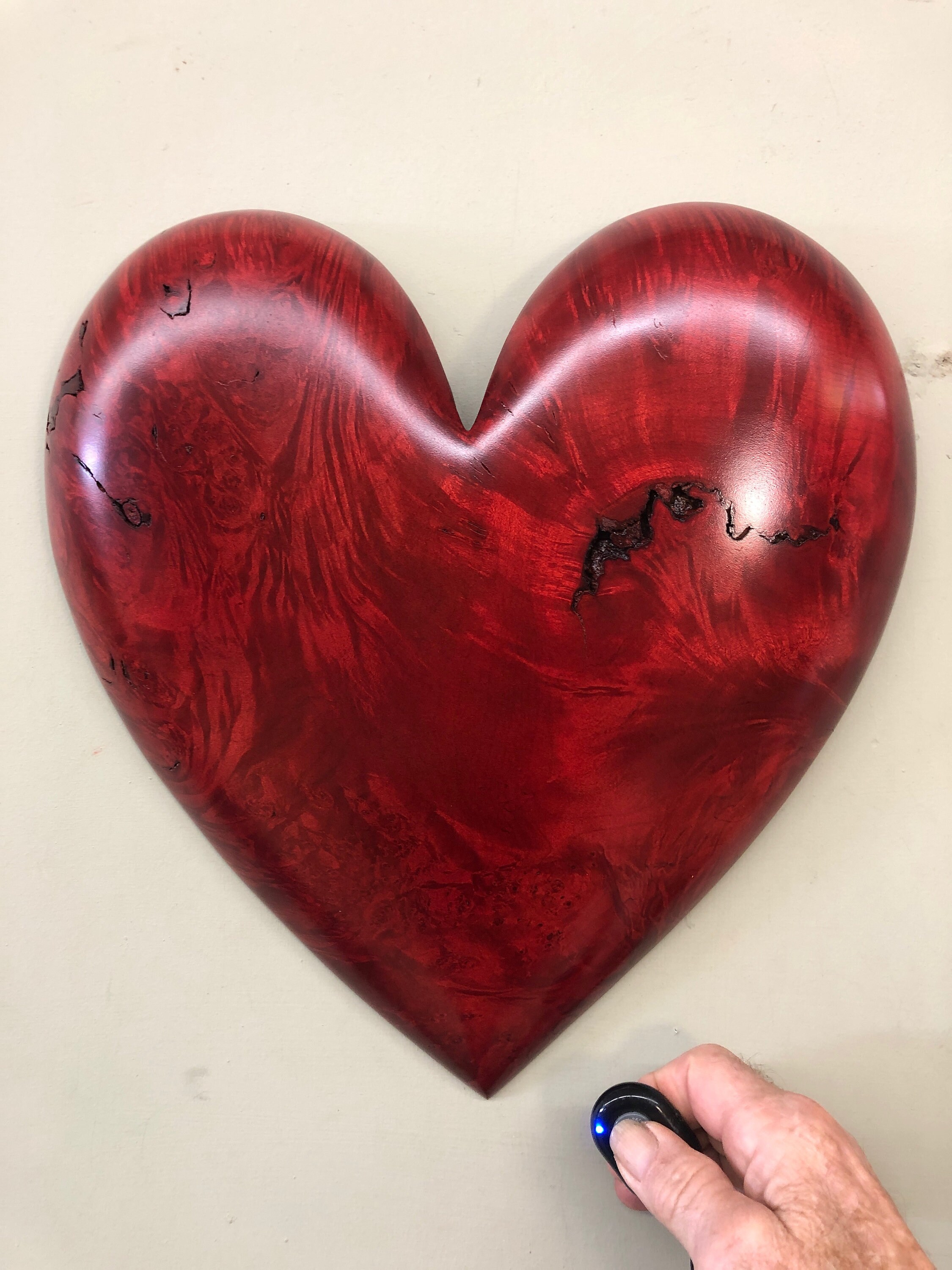 Red Heart art wood carving gift present