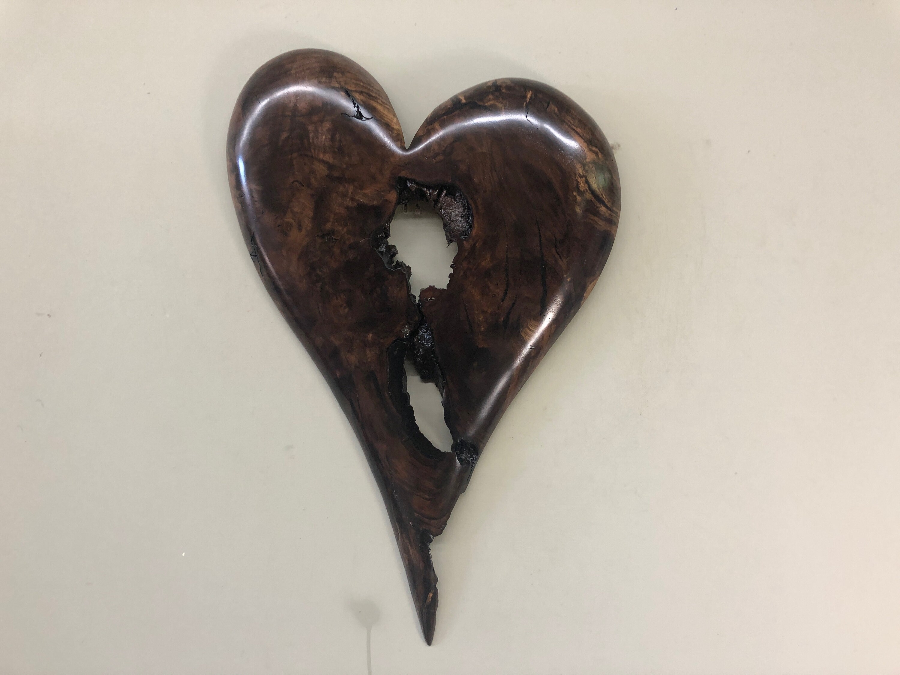 Heart art wood carving 5th Anniversary gift present