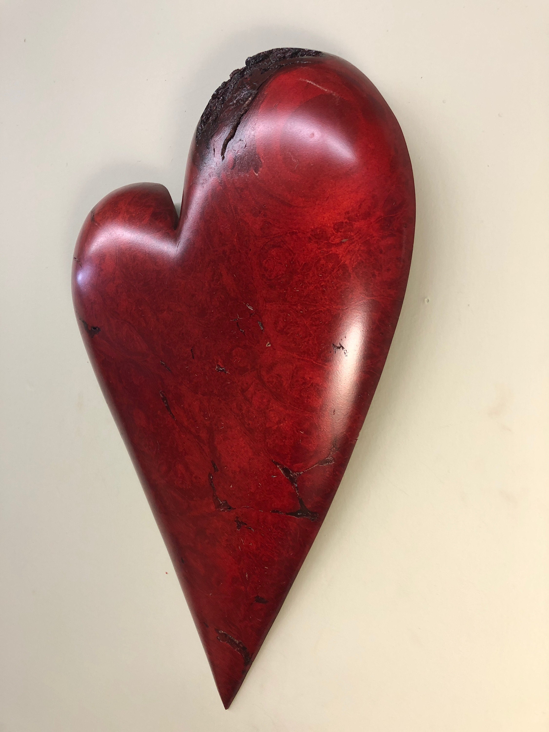 Personalized red wood Heart carving unique Christmas gift present