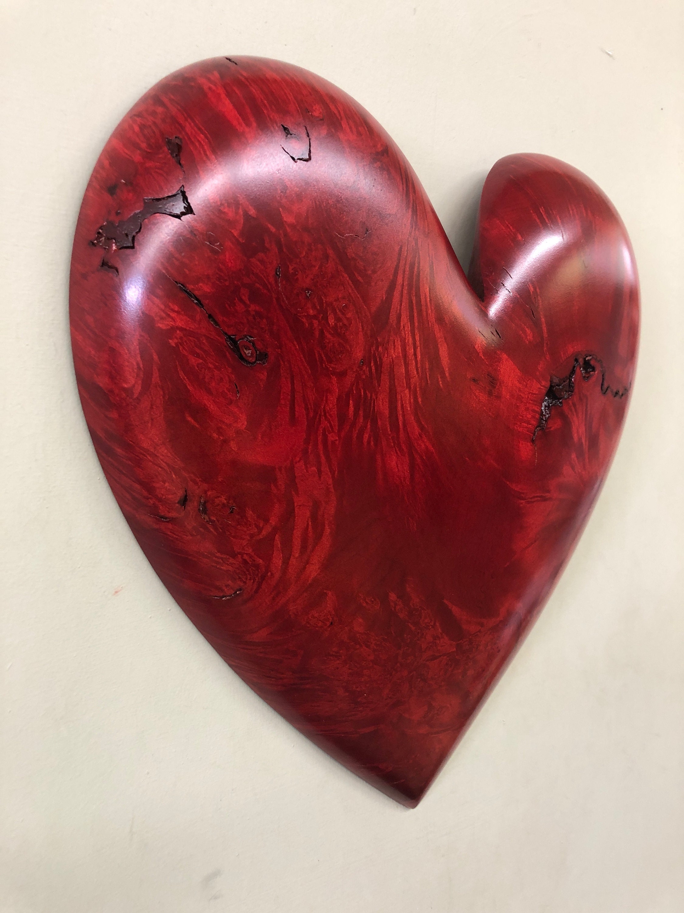 Red Heart art wood carving gift present