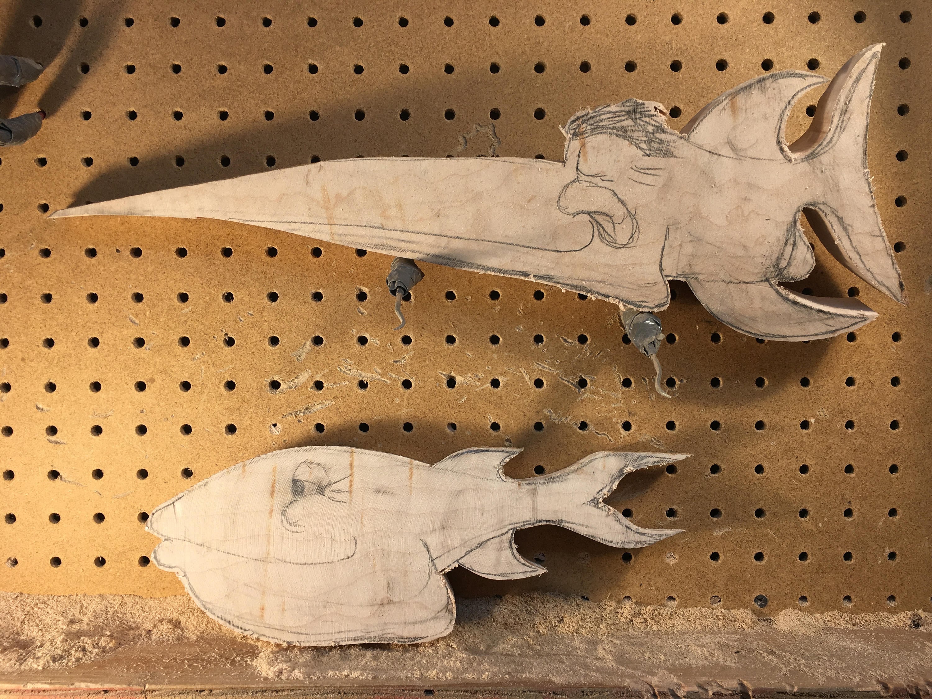 Whimsical fish wood sculpture fishing Art Sculpture Christmas Gift