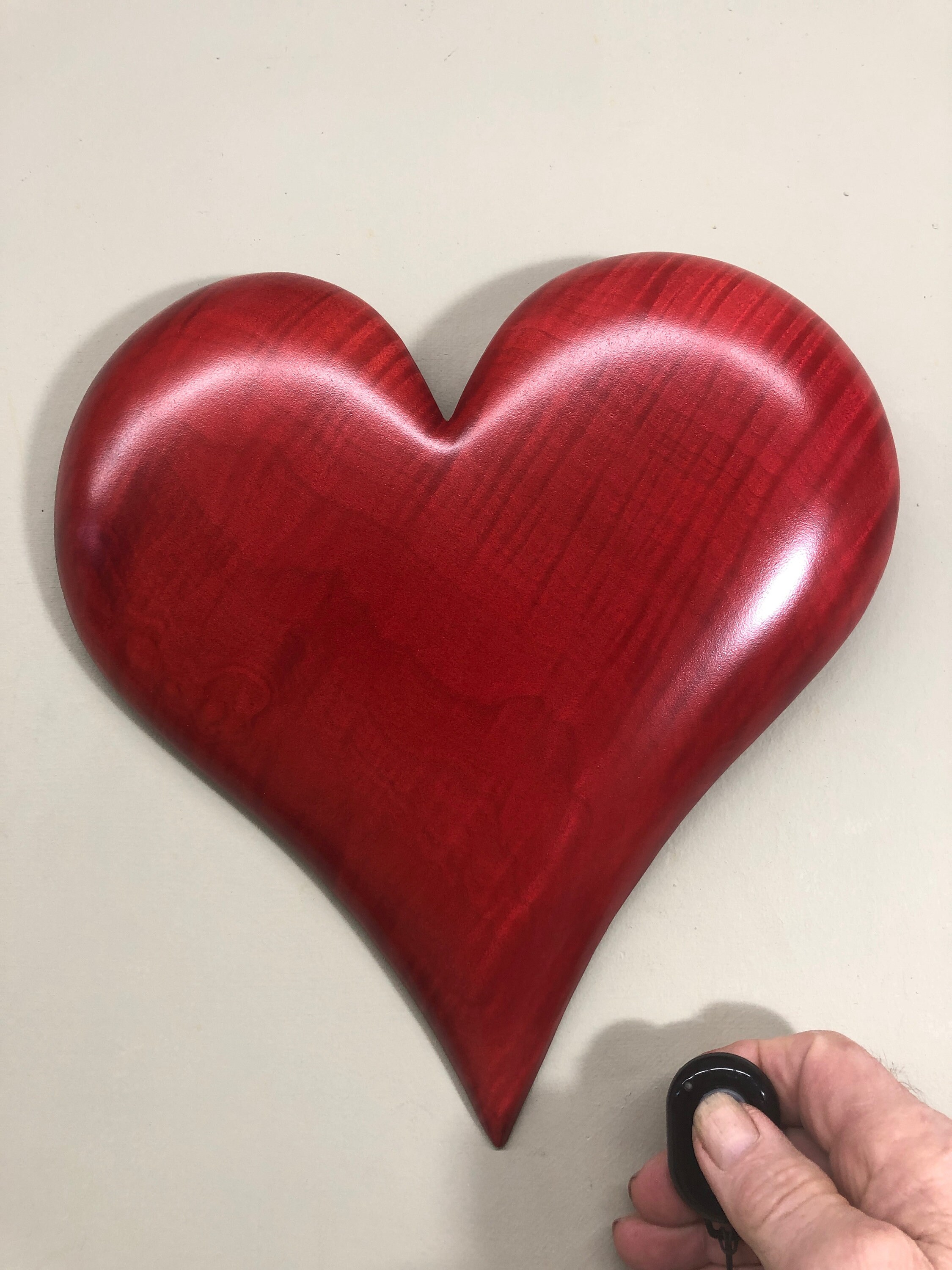 Red personalized Valentine heart gift wood carving present