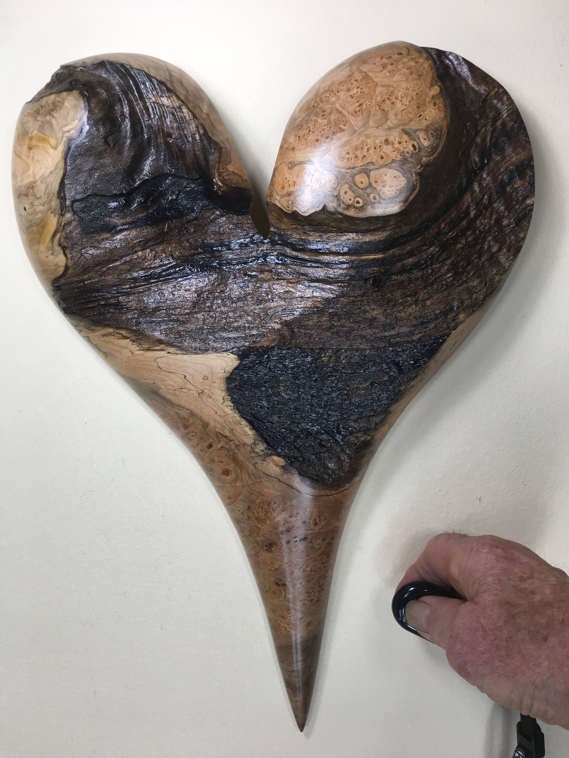 Personalized wooden heart wood carving Wedding Anniversary present