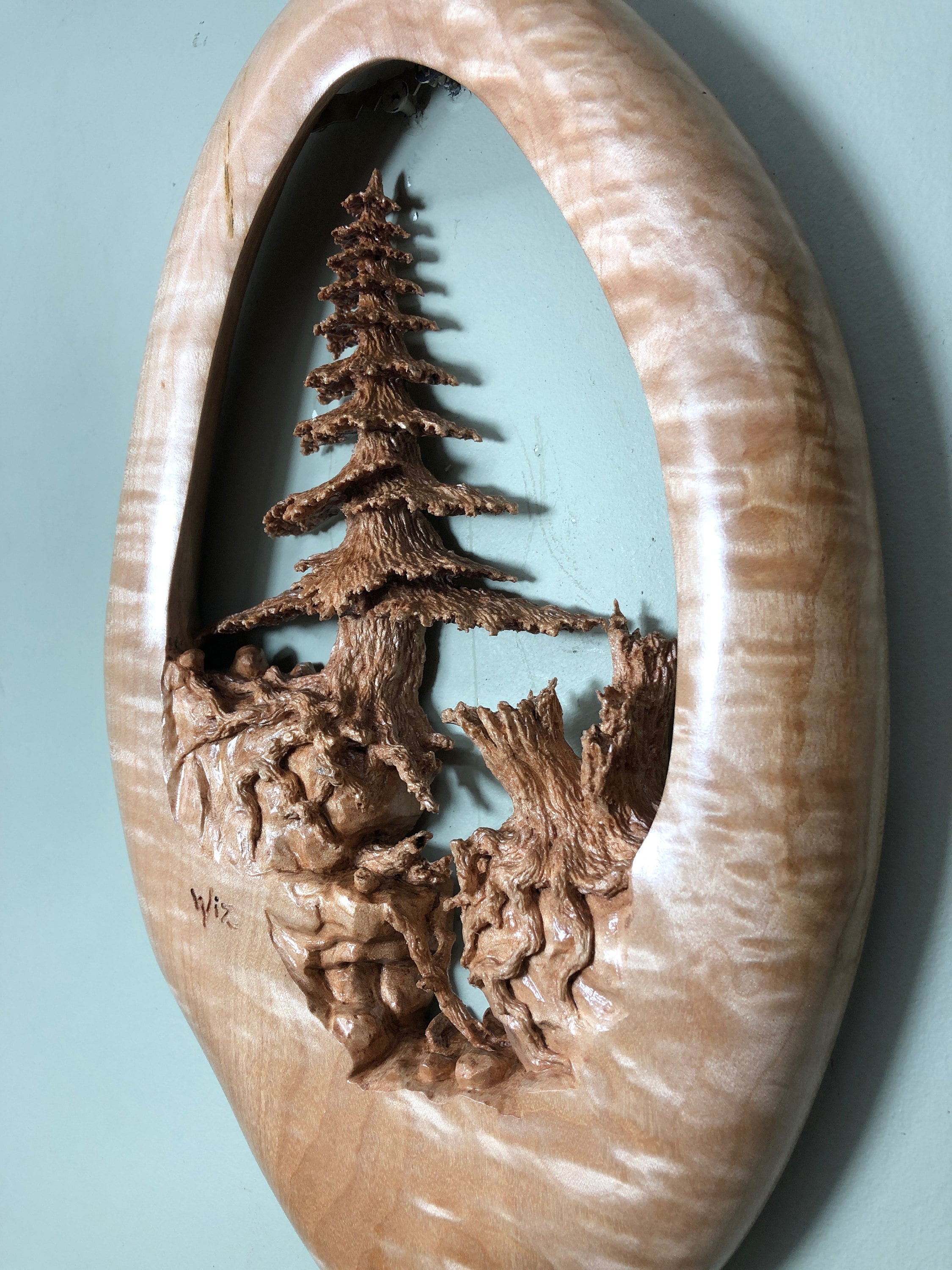 Tree wood carving wall sculpture 5th anniversary gift present