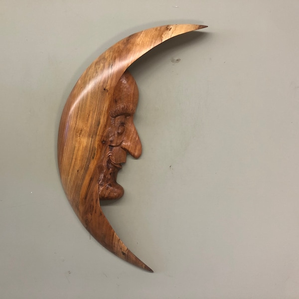 Wood Moon Face Wall Art - Etsy